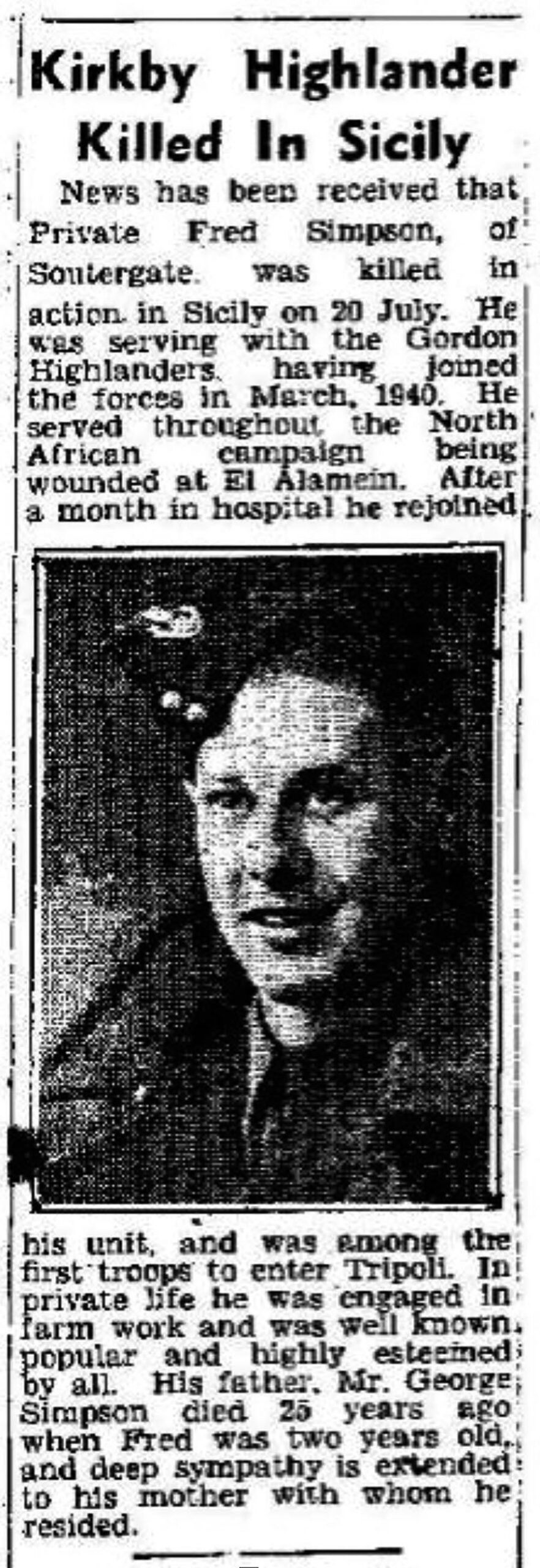 Fred Simpson - The Fallen of Kirkby by Roger Rushton
